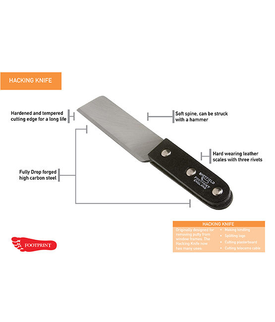 Footprint Hacking Knife - Made in Sheffield, Britain